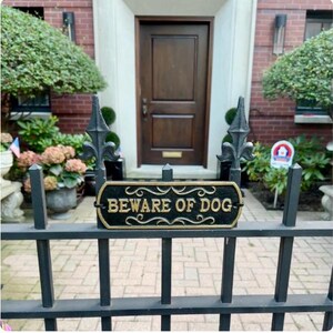 Beware of Dog, Sign, Cast Iron, Dog Sign, 10" Wide, 3" Tall, Beware of ...