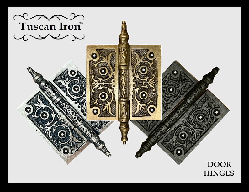 Antique Designed Iron Door Hinges: Rustic Victorian Style, Heavy Duty ...