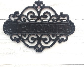 Cast Iron Welcome Sign - Etsy