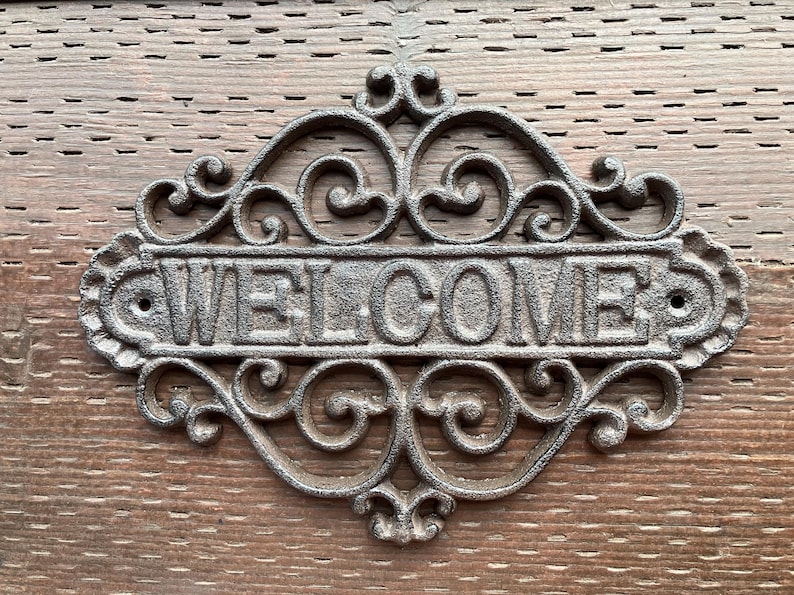 Welcome Sign, Iron Welcome Sign, Cast Iron, Welcome, Sign, 10.5" Wide ...