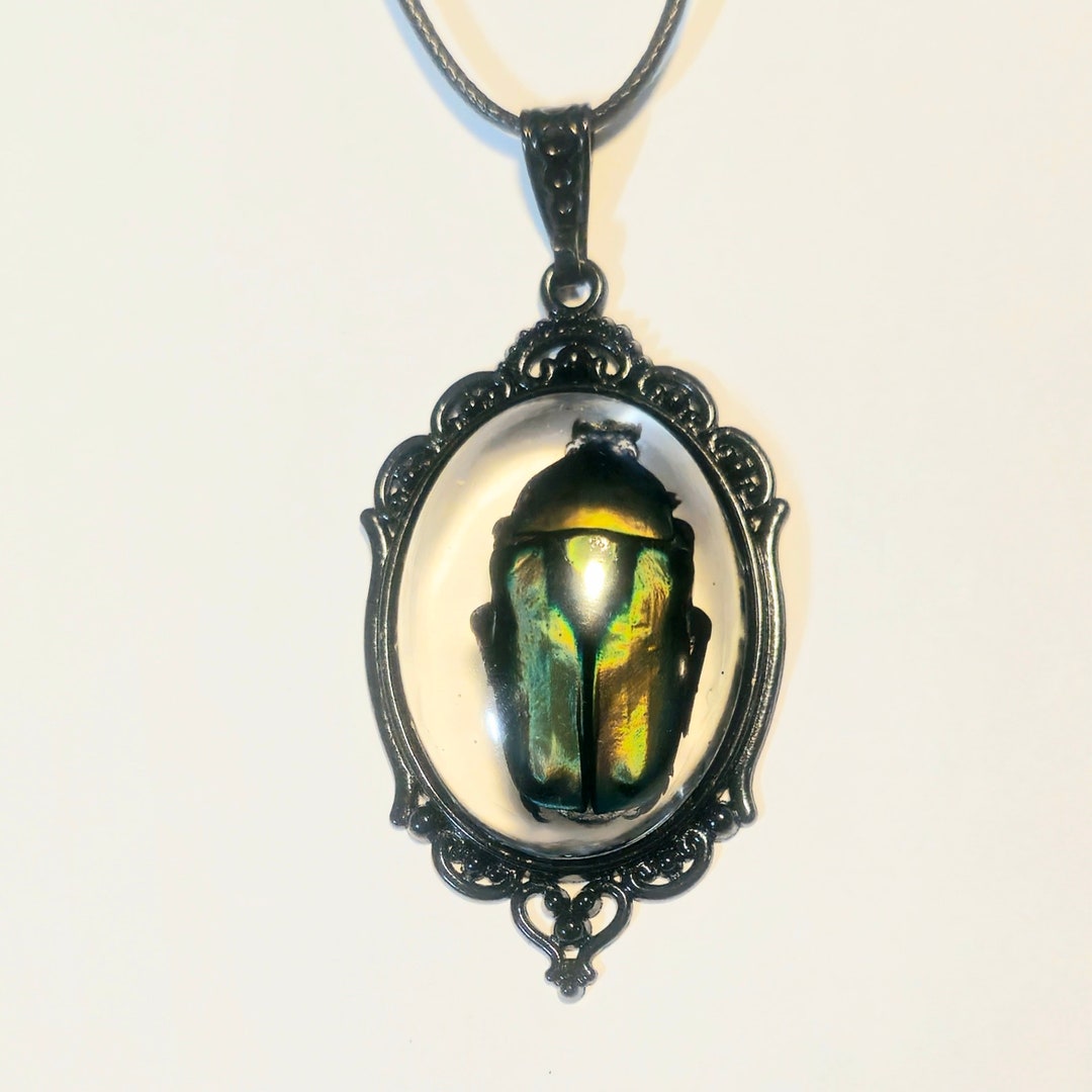 Beetle Pendant, Flower Beetle, Gold Flower Beetle, Bug Jewelry, Beetle ...