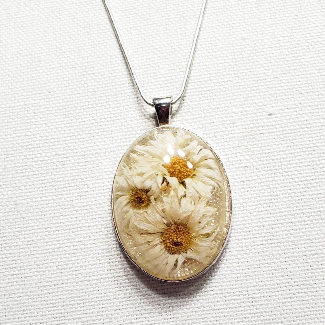 Wildflower Resin Necklace, Real Flower Jewelry - Etsy
