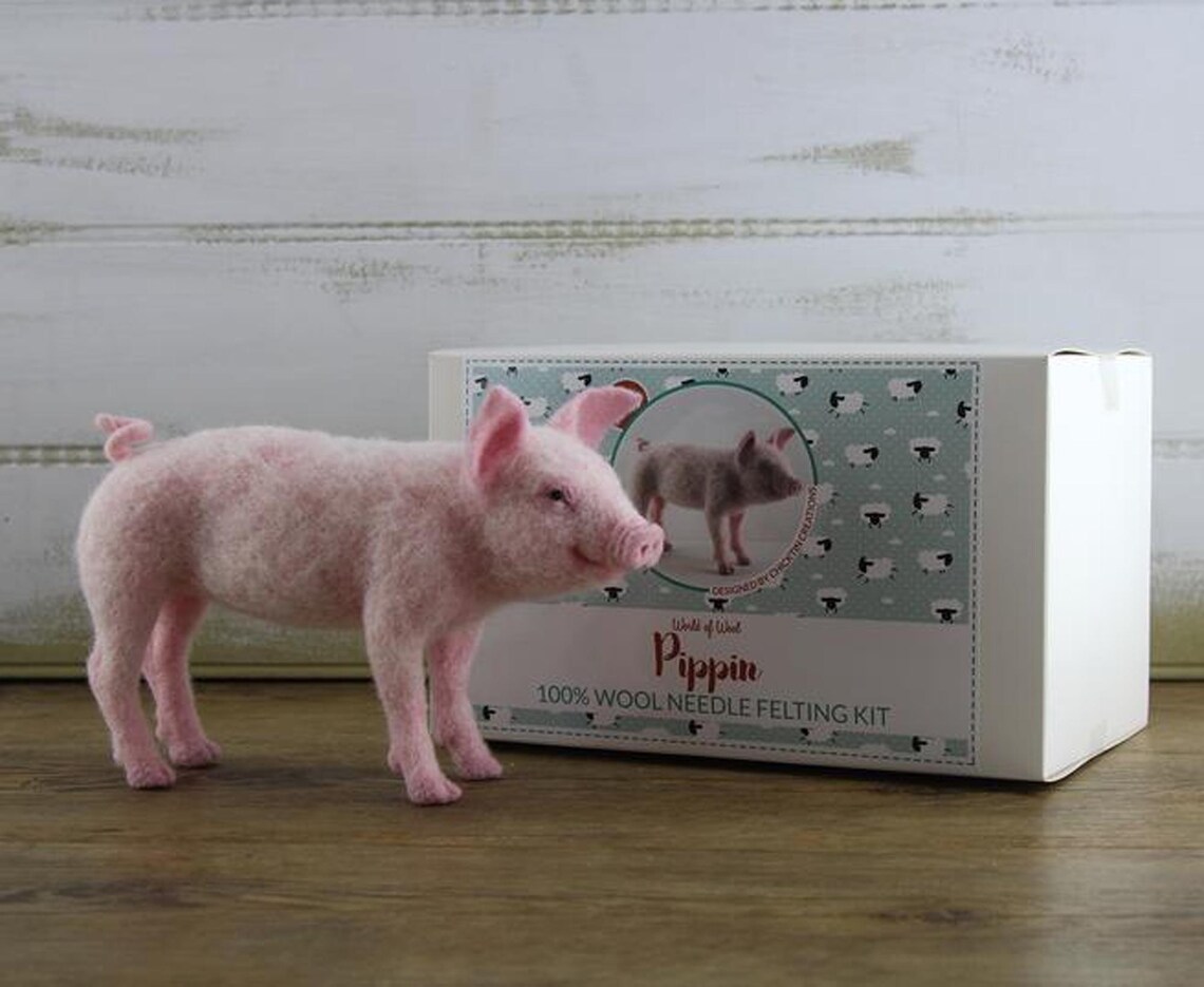 Needle Felting Kit - Pippin the Pig From World of Wool - Needle Felted ...