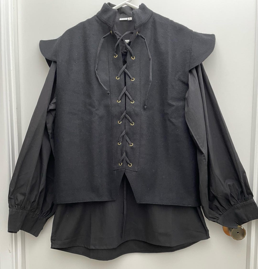 Medieval Style Wool Doublet - Lace up - Renaissance Doublet - Black ...