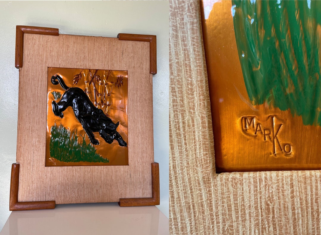 1940s Marko Black Panther Jaguar Copper Painting Framed Art Deco - Etsy