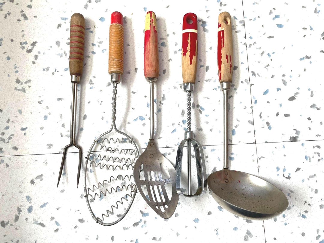 1930s Vintage Antique Farmhouse Wooden Kitchen Utensils Gadgets Tools ...
