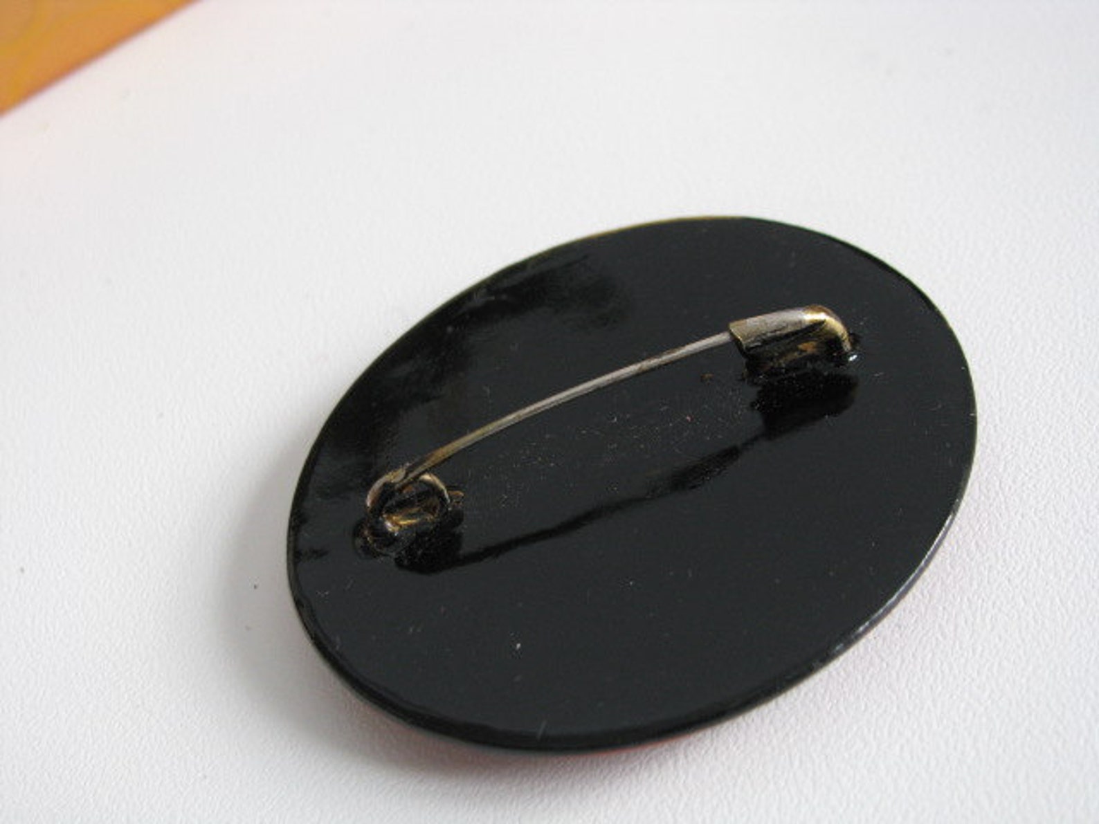 Vintage Russian Lacquer Pin in Rare Red Finish - Etsy