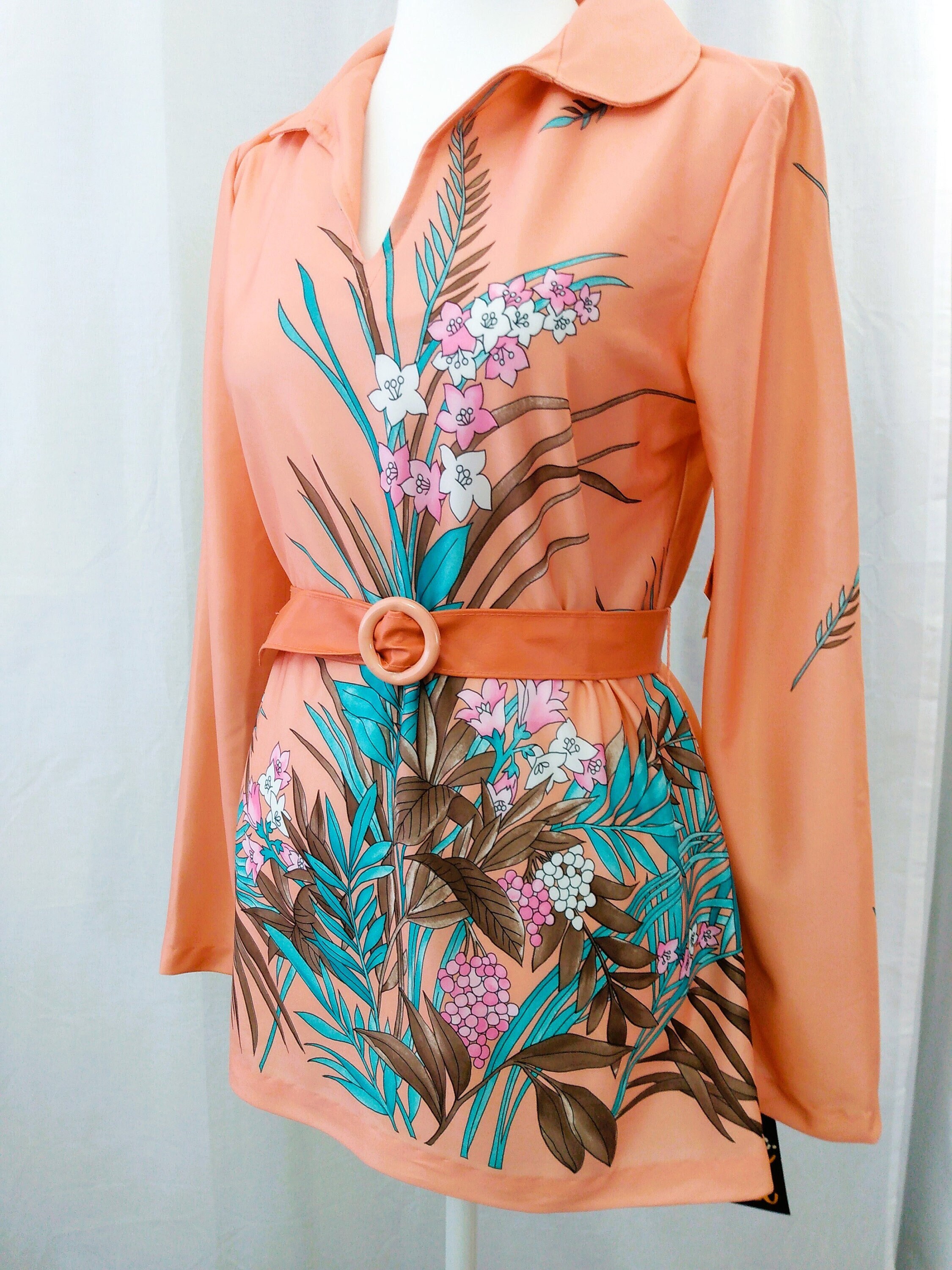 70s Pantsuit Nwts 3 Pc Pastel Disco Bell Bottom Pants Floral Botanical ...
