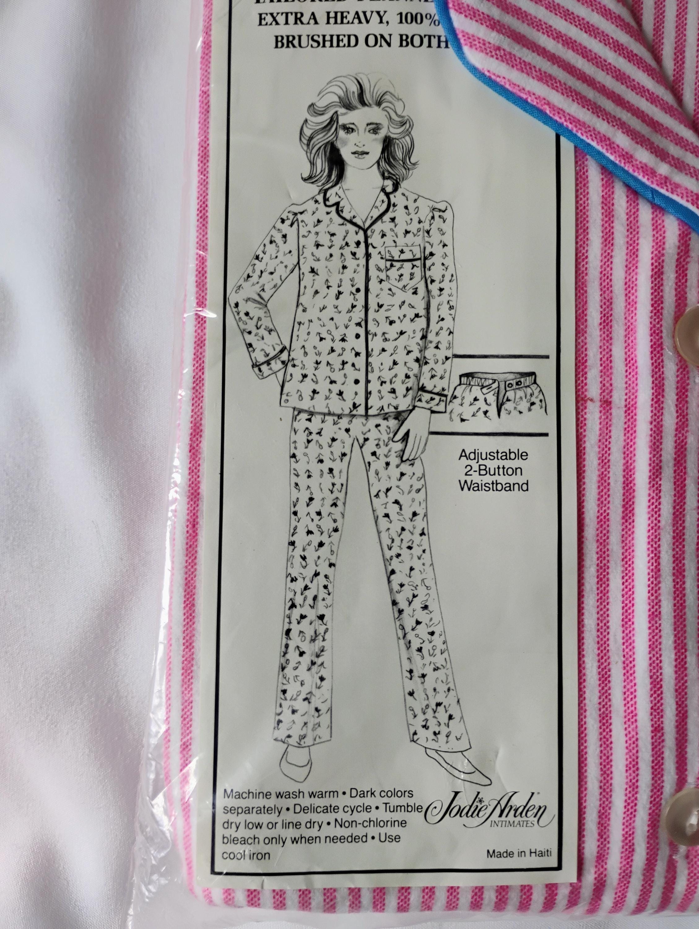 Vtg 70s New Women's Flannel Pajama Set 100% Cotton EXTRA HEAVY Brushed ...