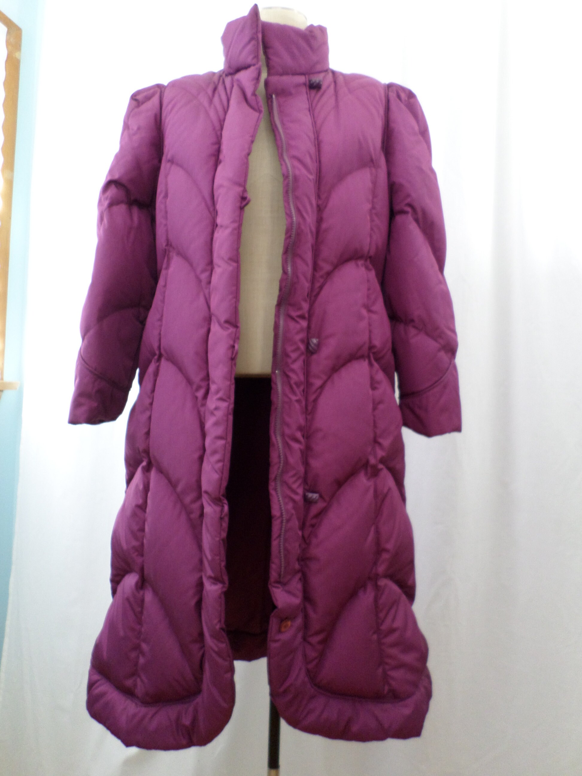 Vtg 80s Coat Mulberry Street Puffer Coat Purple Berry Women's Sz 9/10 ...