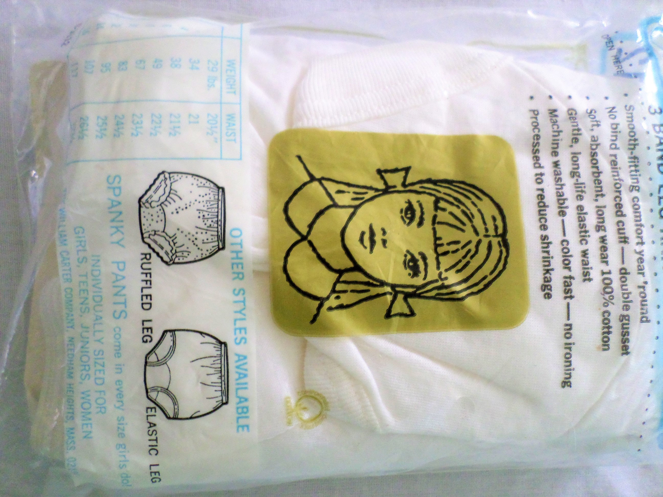 NOS Vtg 60s Carter 3pk Panties Waist 25.5 Hips 35 95lbs LARGE Girl's Sz ...