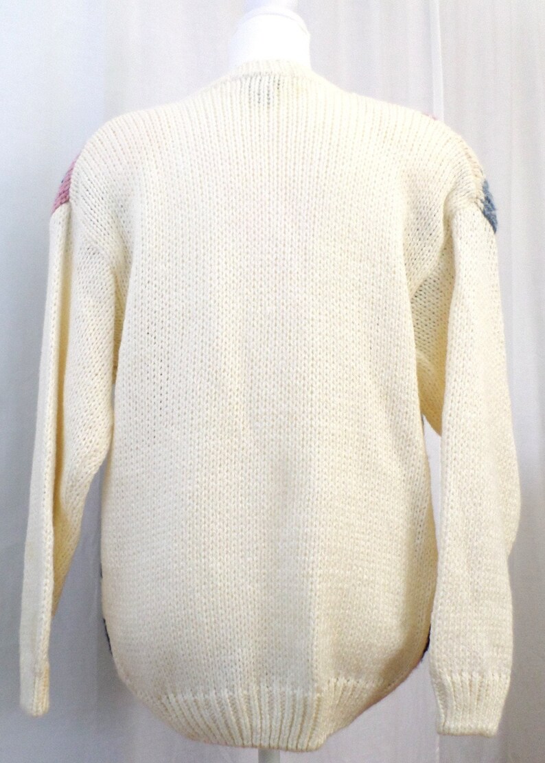 Vtg 80s Patchwork Cardigan Cottagecore Granny Sweater Large Shoulder ...