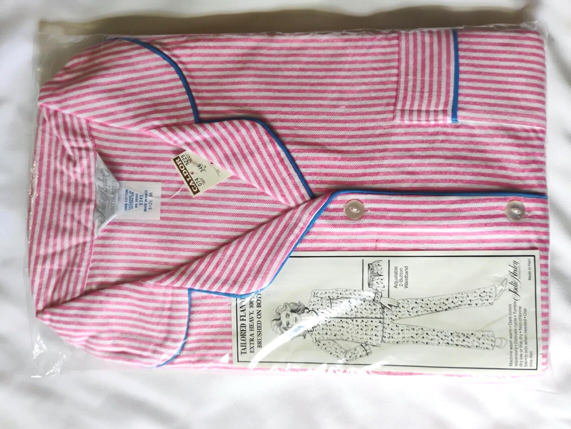 Vtg 70s New Women's Flannel Pajama Set 100% Cotton EXTRA HEAVY Brushed ...