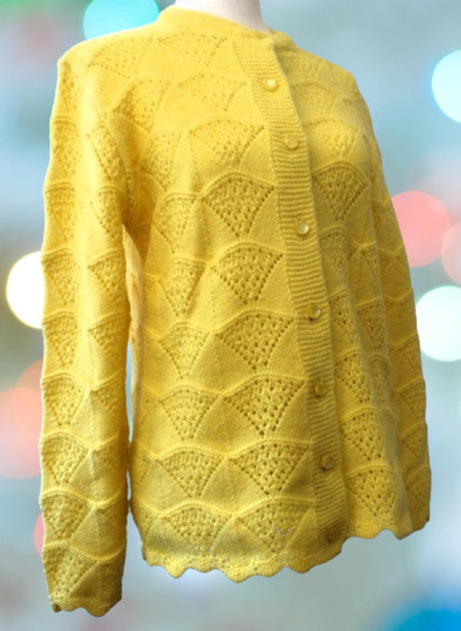 Vintage 60s Wintuk Sweater Yellow One Owner Cardigan Very Good ...