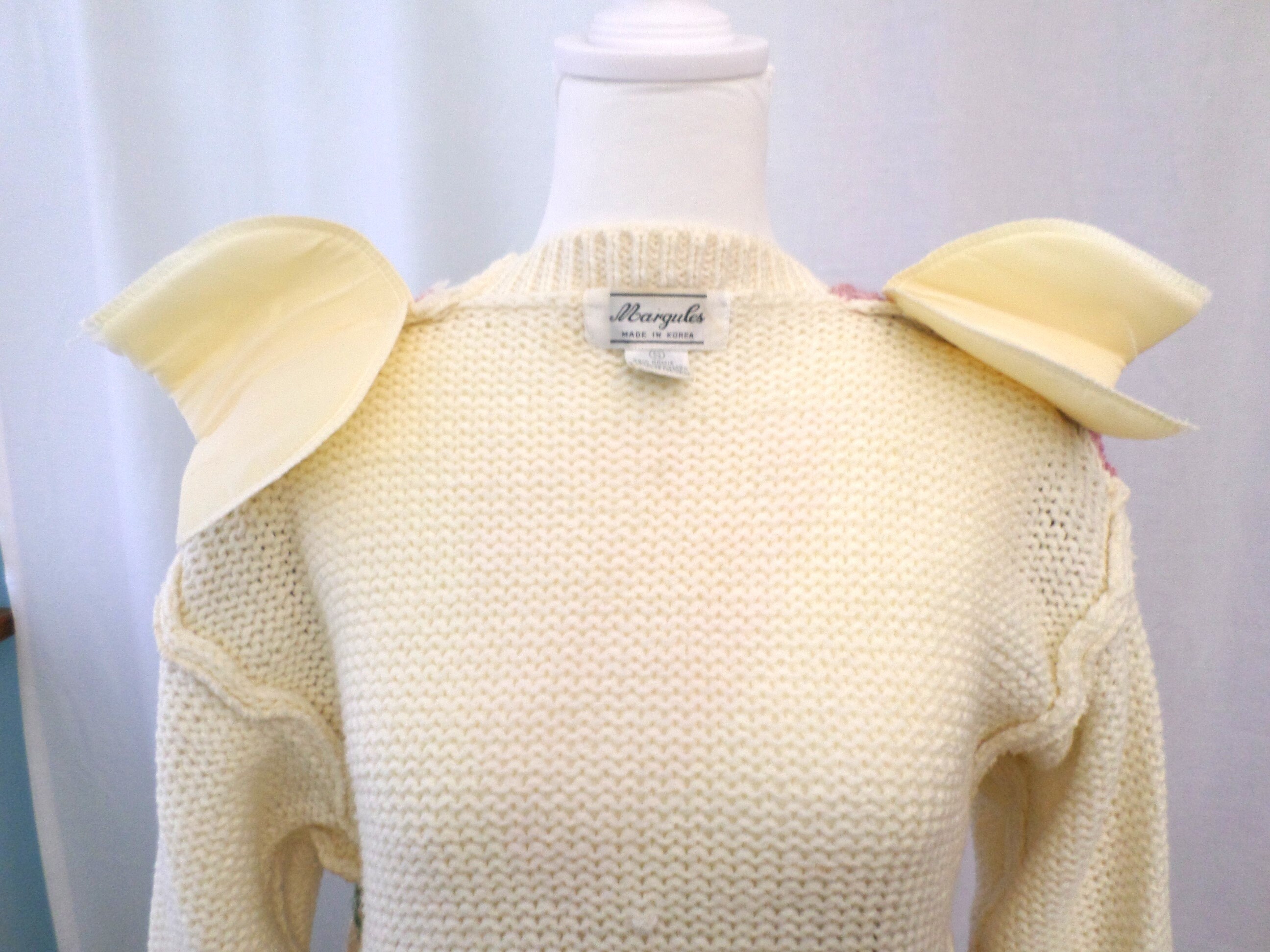 Vtg 80s Patchwork Cardigan Cottagecore Granny Sweater Large Shoulder ...