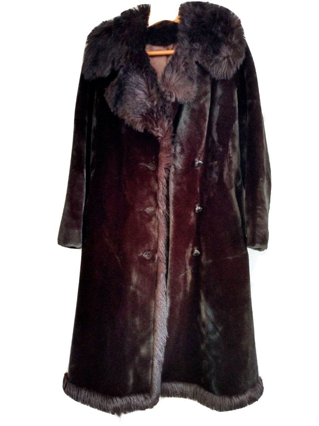 Vtg 60s Full Length Faux Fur Coat Russ Taylor BORGANZA Sz M/L - Etsy