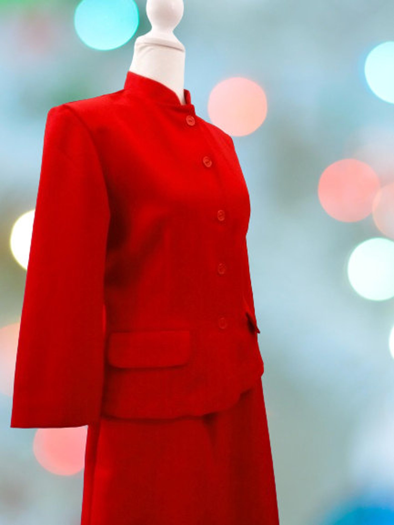 Vtg 70s 80s Red Suit Skirt Set David Strauss Fitted Red Power Suit ...