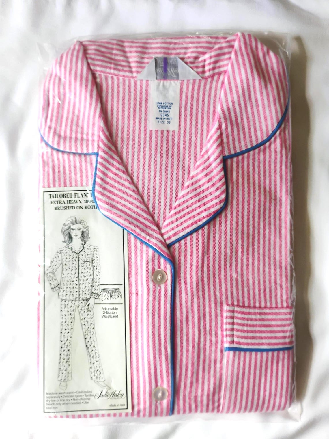 Vtg 70s New Women's Flannel Pajama Set 100% Cotton EXTRA HEAVY Brushed ...