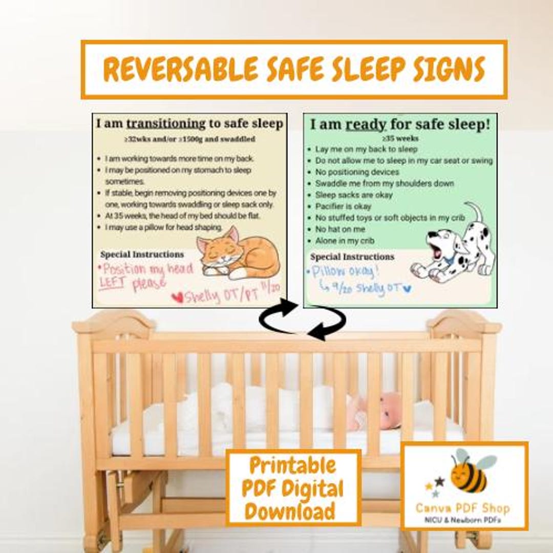 Reversible Safe Sleep Sign for NICU: Parent Education (PDF Downloadable ...