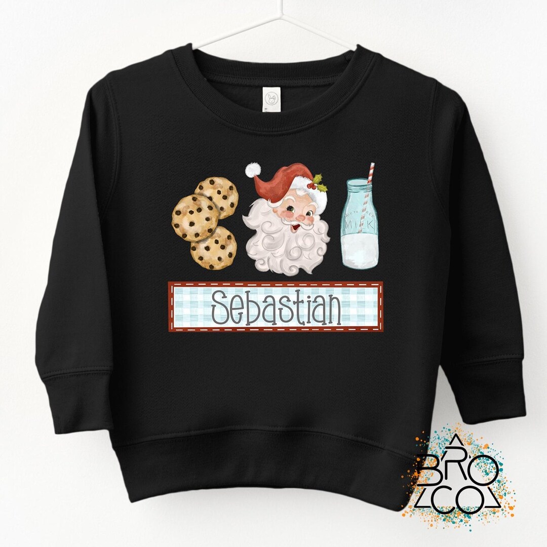 Boys Christmas Sweatshirt - Santa Milk Cookies - Milk Cookies Sweater ...