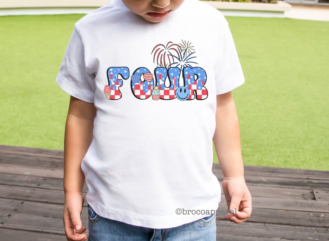 Red White and Four Birthday Shirt - July Birthday Tshirt - 4th of July ...