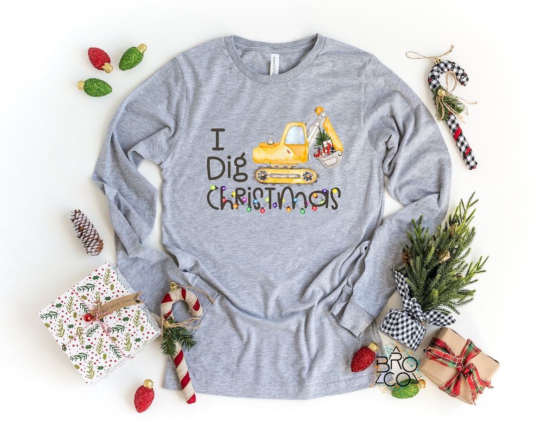 I Dig Christmas - Boys Christmas Shirt - Kids Christmas Shirt - Long ...