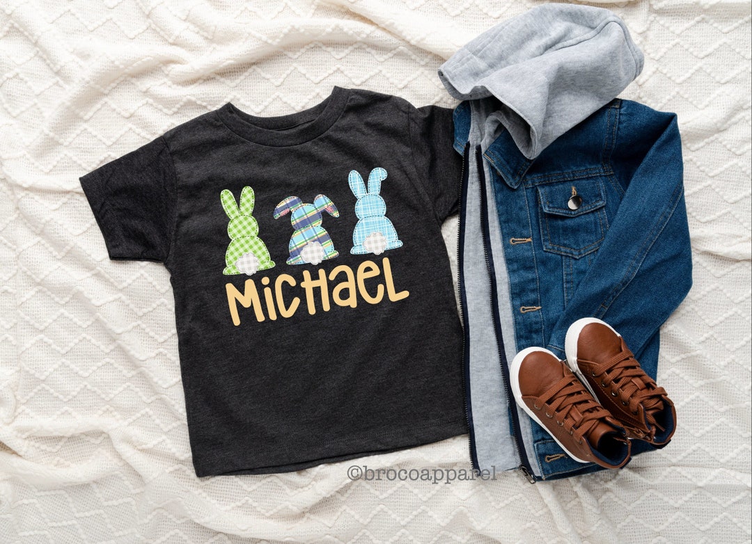 Personalized Boys Easter Bunny Shirt | Toddler Easter Shirt | Personalized Easter T-shirt | Boys ...