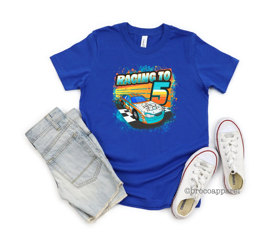 Racing to 5 Boys Race Car Birthday Tshirt Boys 5th Birthday Five ...