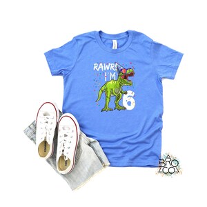 6 Rex Shirt, Rawr Im 6 Shirt, 6th Birthday Shirt, Boys Six Shirt, Sixth ...