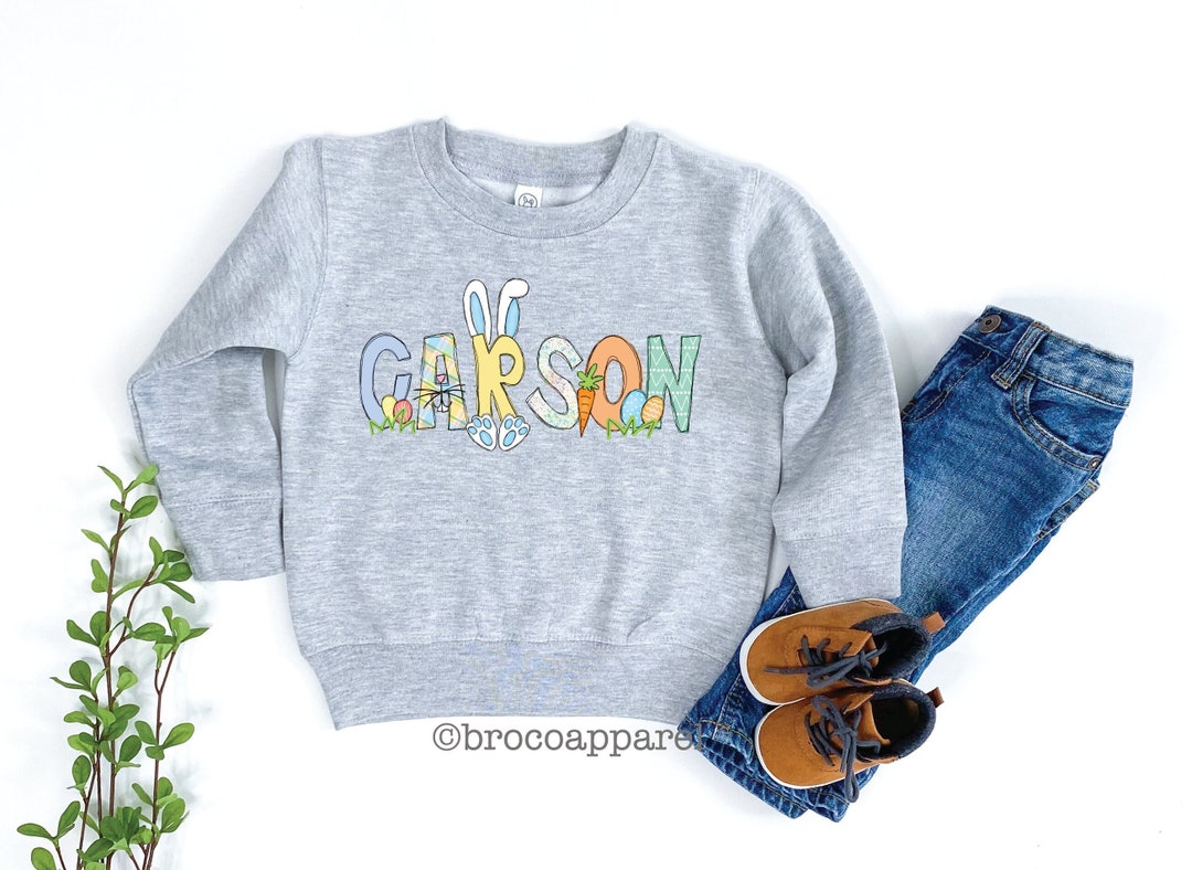 Personalized Easter Crewneck Sweatshirt | Kids Easter Sweater | Boy ...