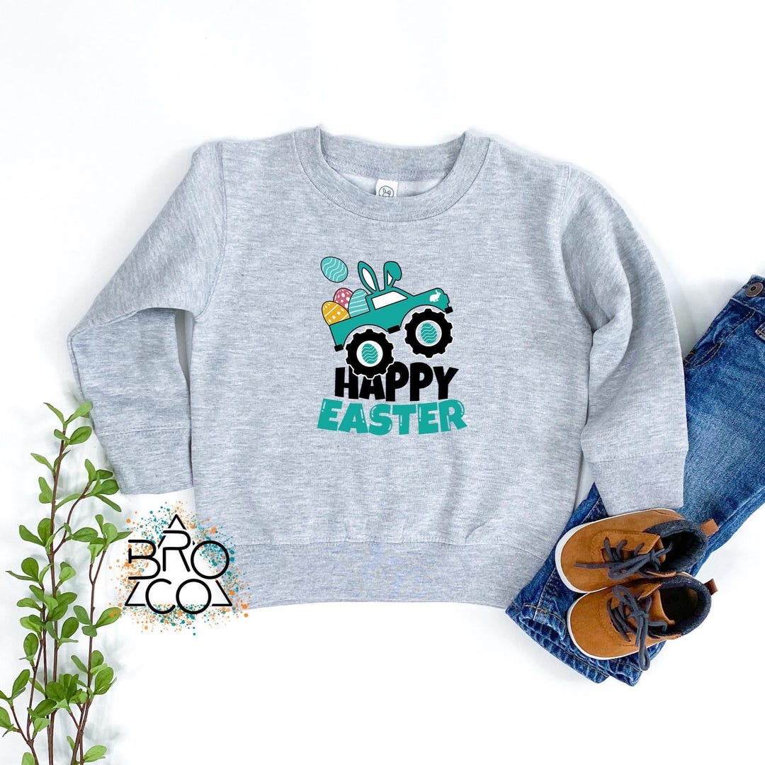Kids Easter Sweater | Easter Monster Truck | Kids Truck Sweater | Truck ...