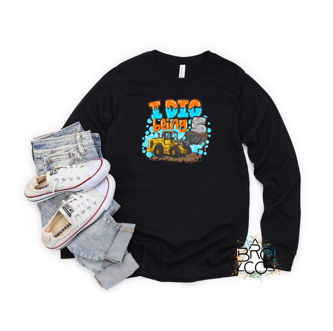 5th Birthday Shirt | Dig Being 5 | Birthday Boy Shirt | Long Sleeve ...