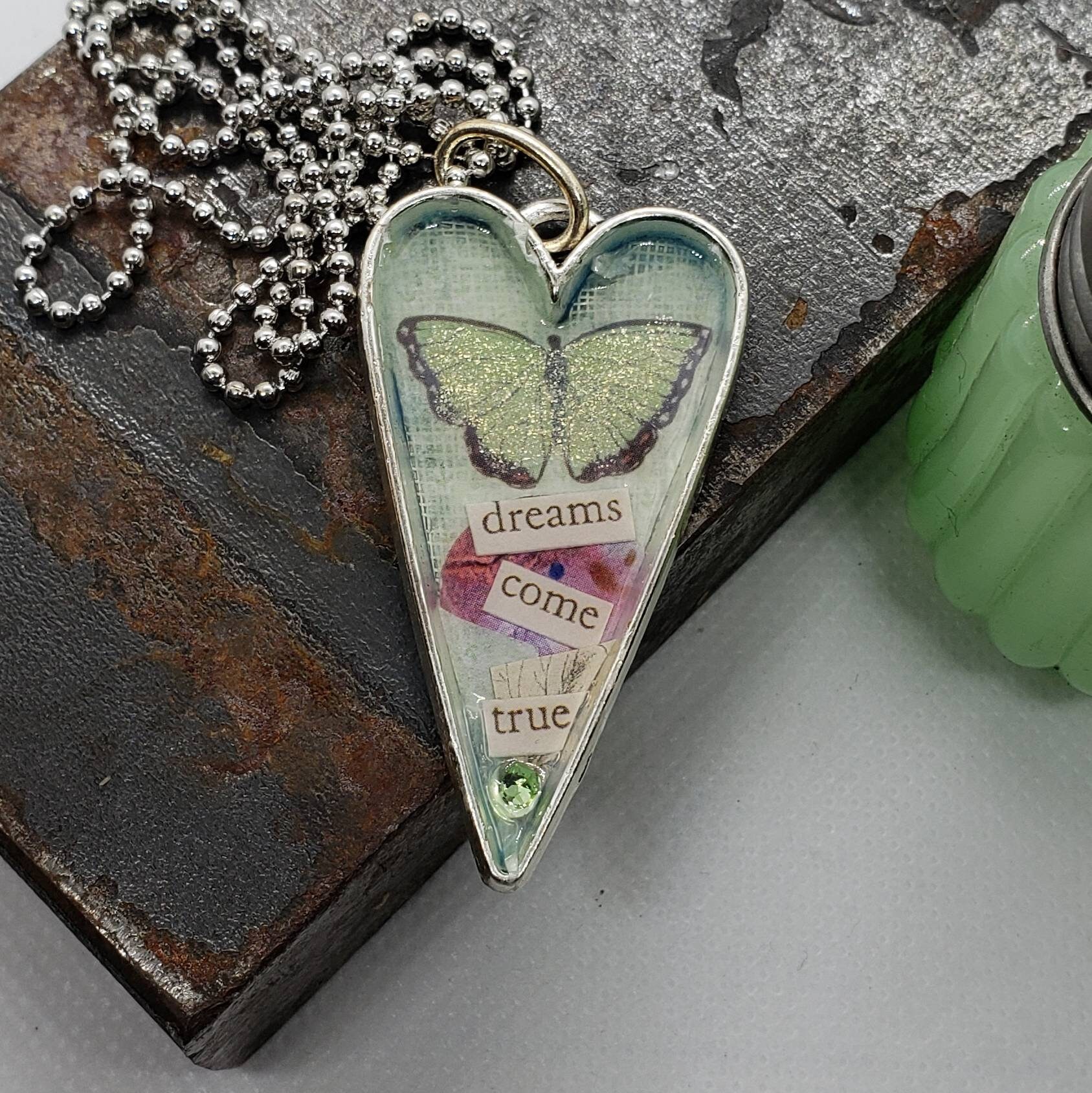 Inspiration Necklace, Heart Pendant, Encouragement Jewelry, OOAK ...