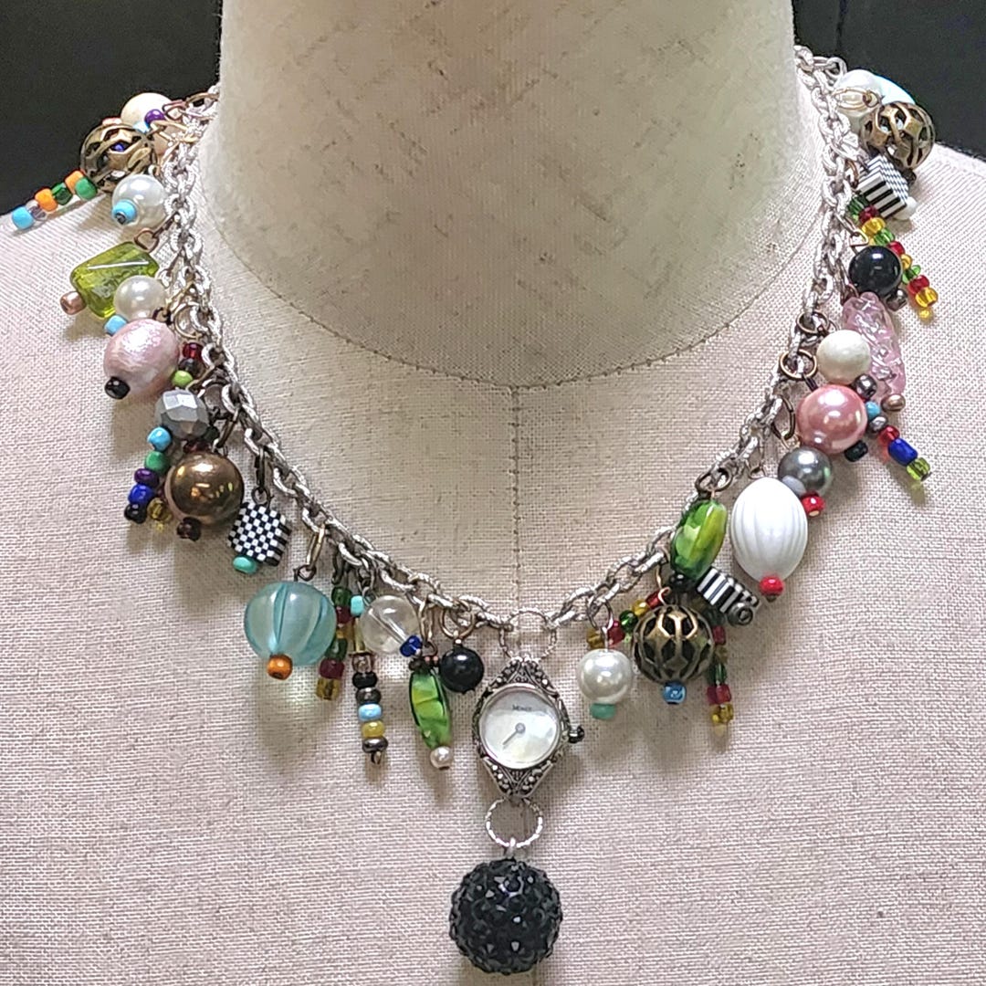 Assemblage Necklace, Collage Jewelry, Beaded Collage Jewelry, Unique ...