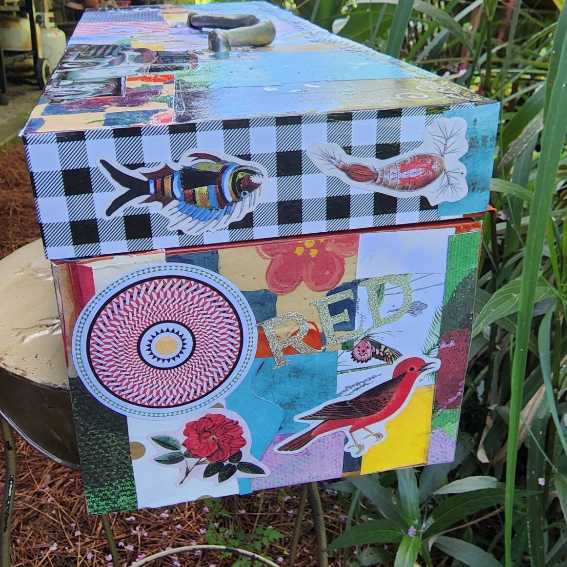 Vintage Toolbox, Upcycled Toolbox, OOAK Toolbox, Decoupaged Toolbox ...