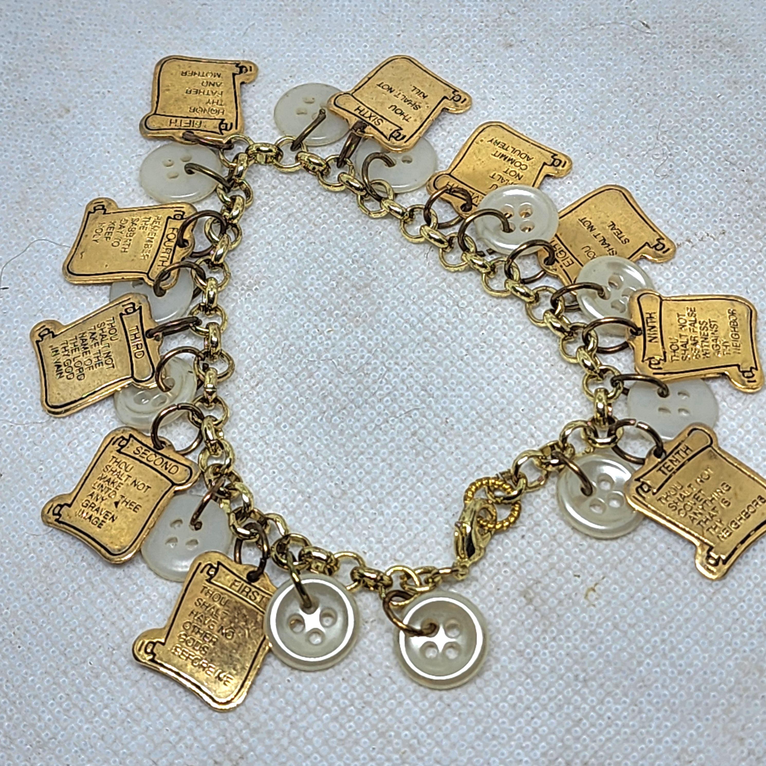 Ten Commandments Bracelet, Button Bracelet, Religious Jewelry ...