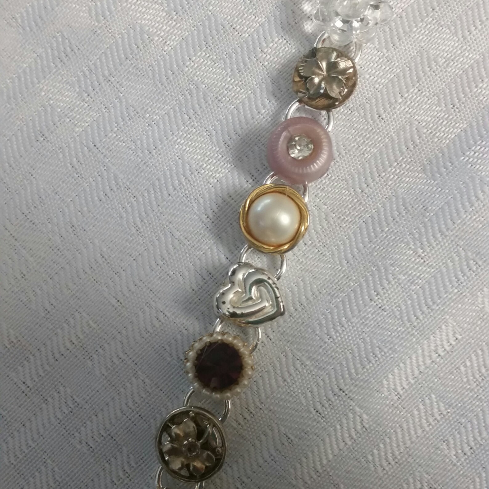 Charm Bracelet, Upcycled Bracelet, Link Charm Bracelet, Unique Bracelet ...