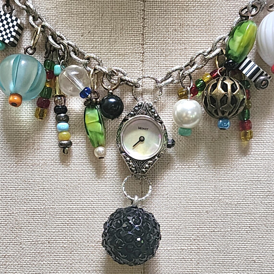 Assemblage Necklace, Collage Jewelry, Beaded Collage Jewelry, Unique ...