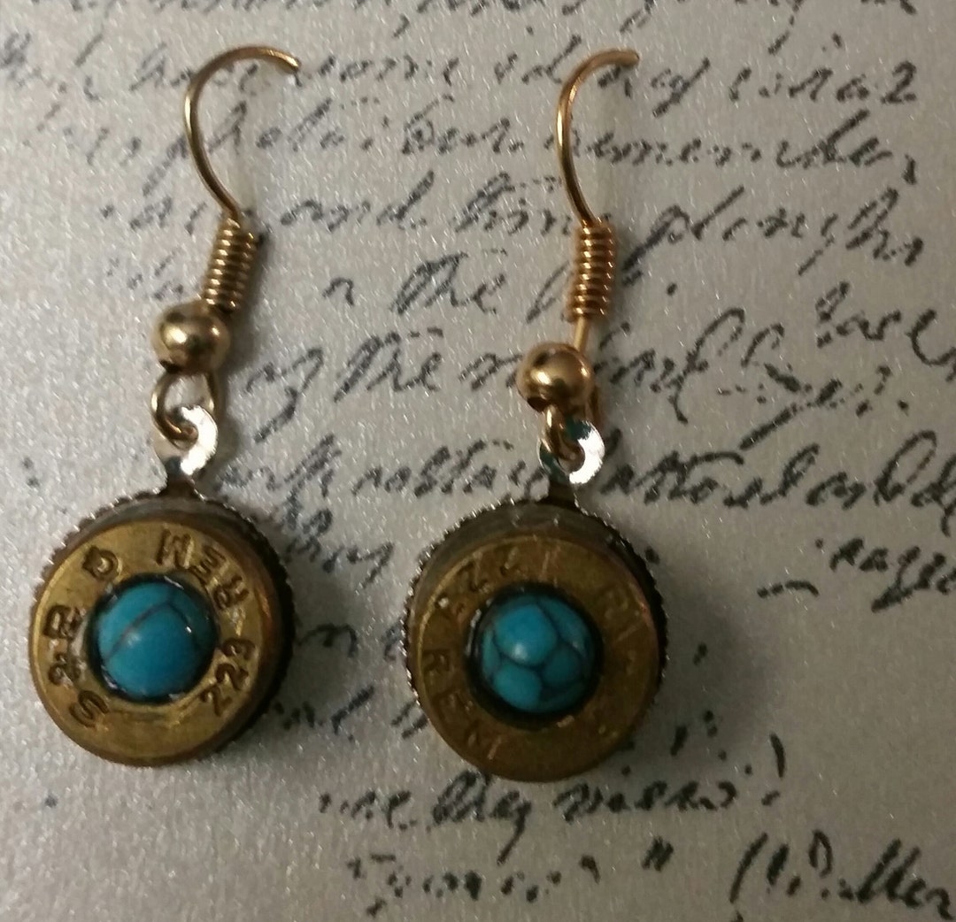Bullet Earrings, Unique Earrings, Turquoise Earrings,shooters Earrings ...