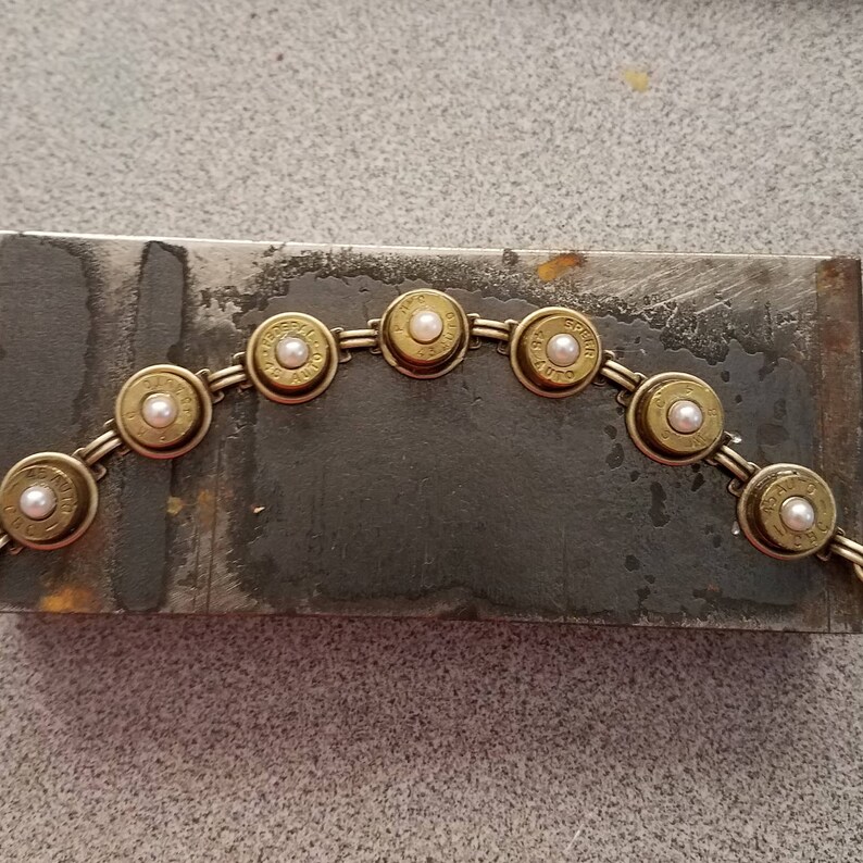 Bullet Bracelet, Brass Bullet Bracelet, Bullet Jewelry, Pearl Bullet ...