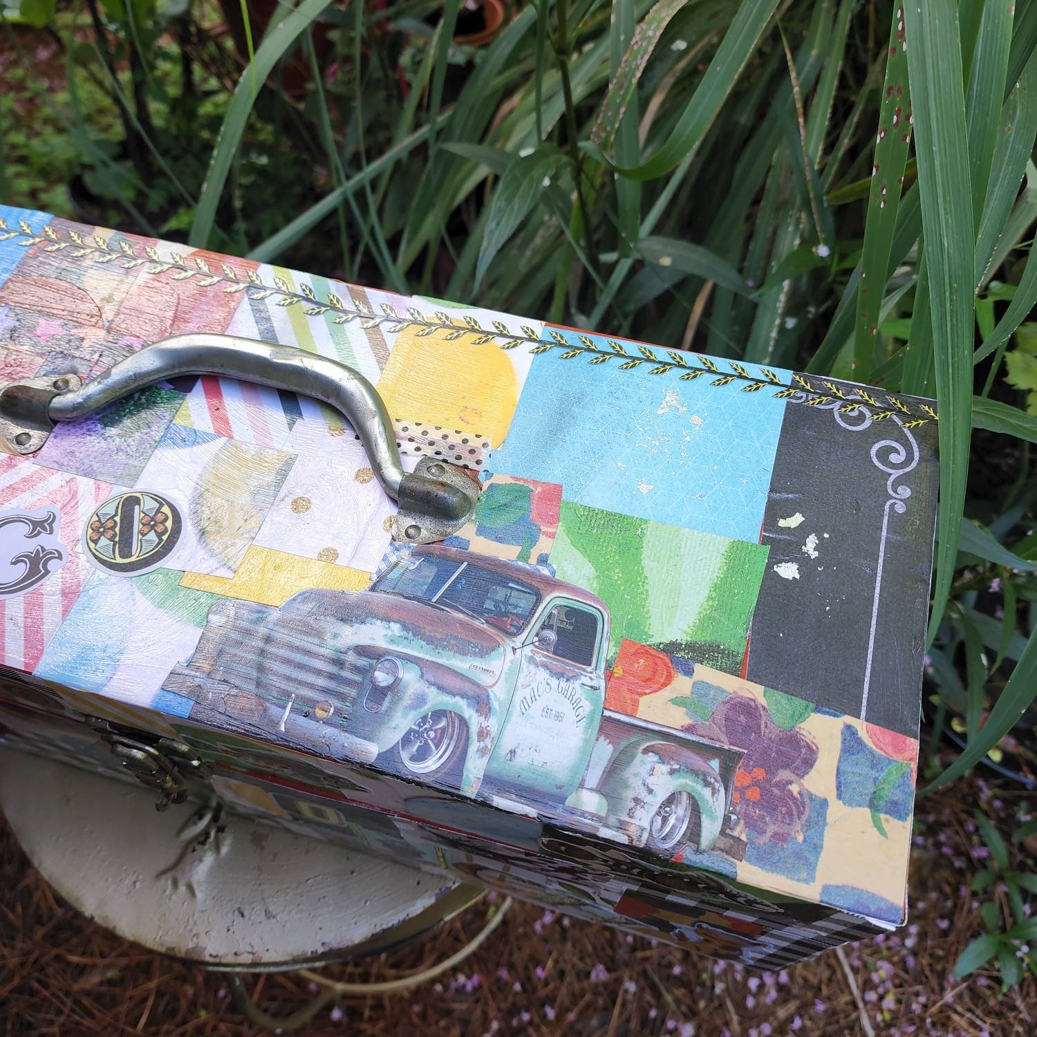 Vintage Toolbox, Upcycled Toolbox, OOAK Toolbox, Decoupaged Toolbox ...