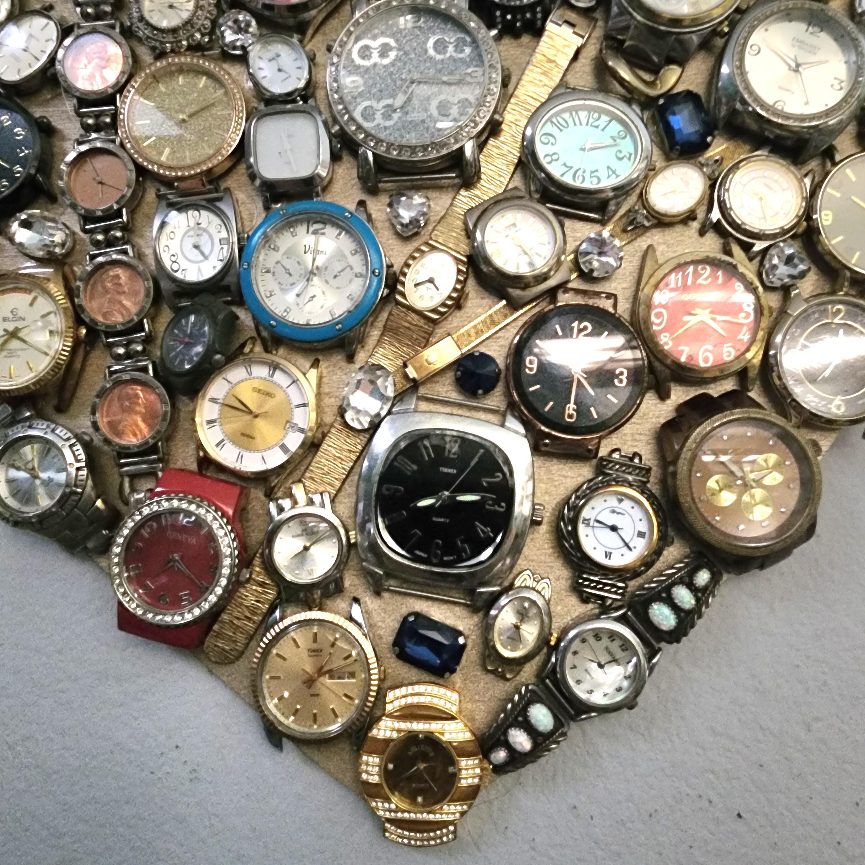 Upcycled Watch Heart, OOAK Heart, Unique Gift, Collage Art, Repurposed ...