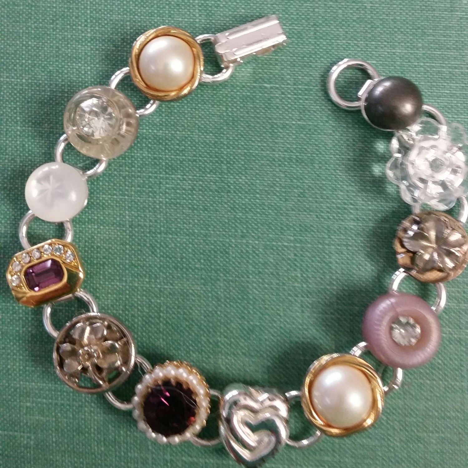 Charm Bracelet Upcycled Bracelet Link Charm Bracelet Unique - Etsy