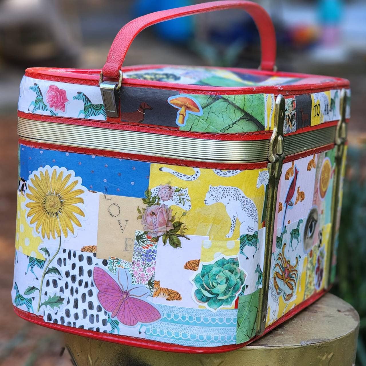 Vintage Train Case, Upcycled Vintage Suitcase, Retro Suitcase, OOAK ...