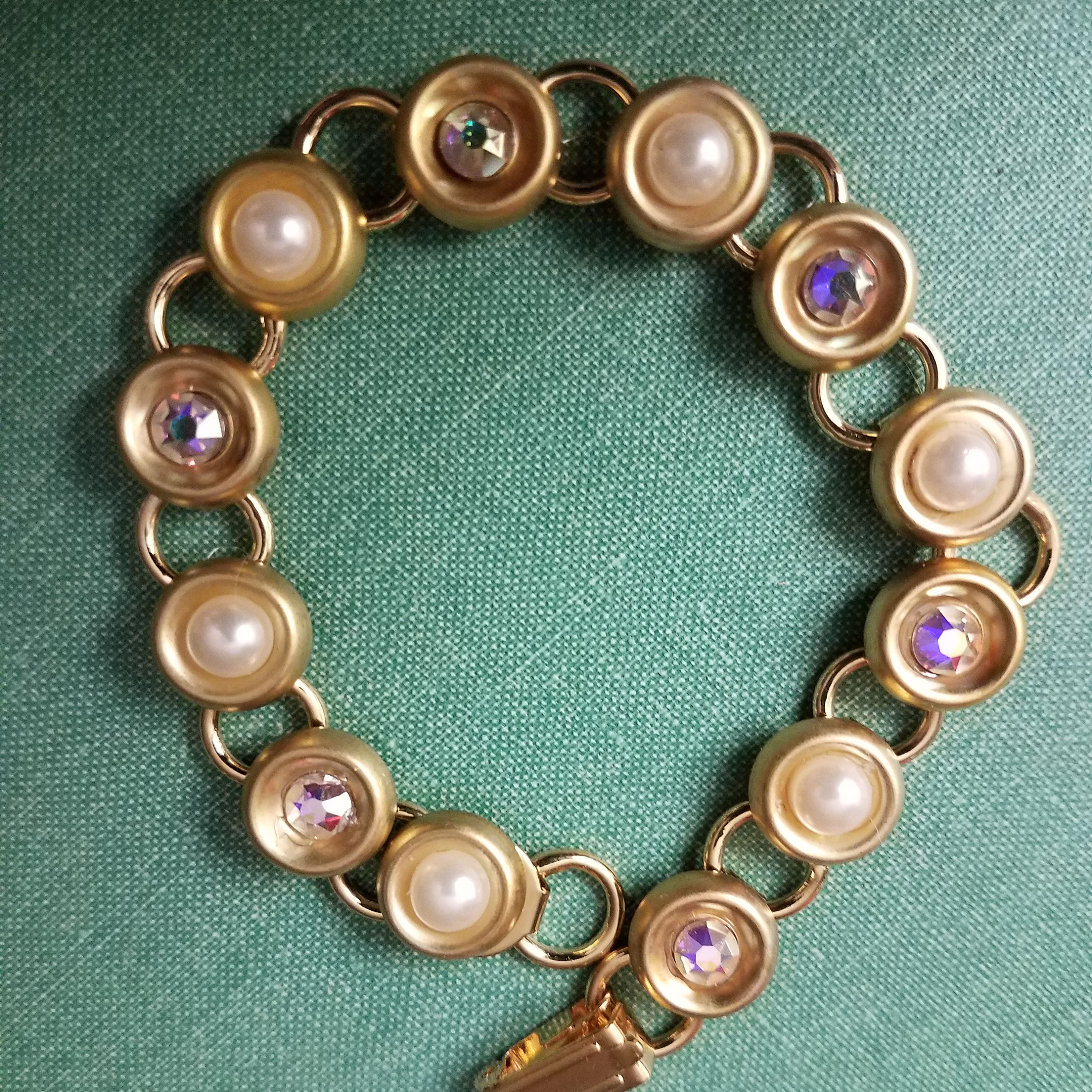 Pearl Hardware Bracelet, Brass Hardware Bracelet, Swarovski Bracelet ...