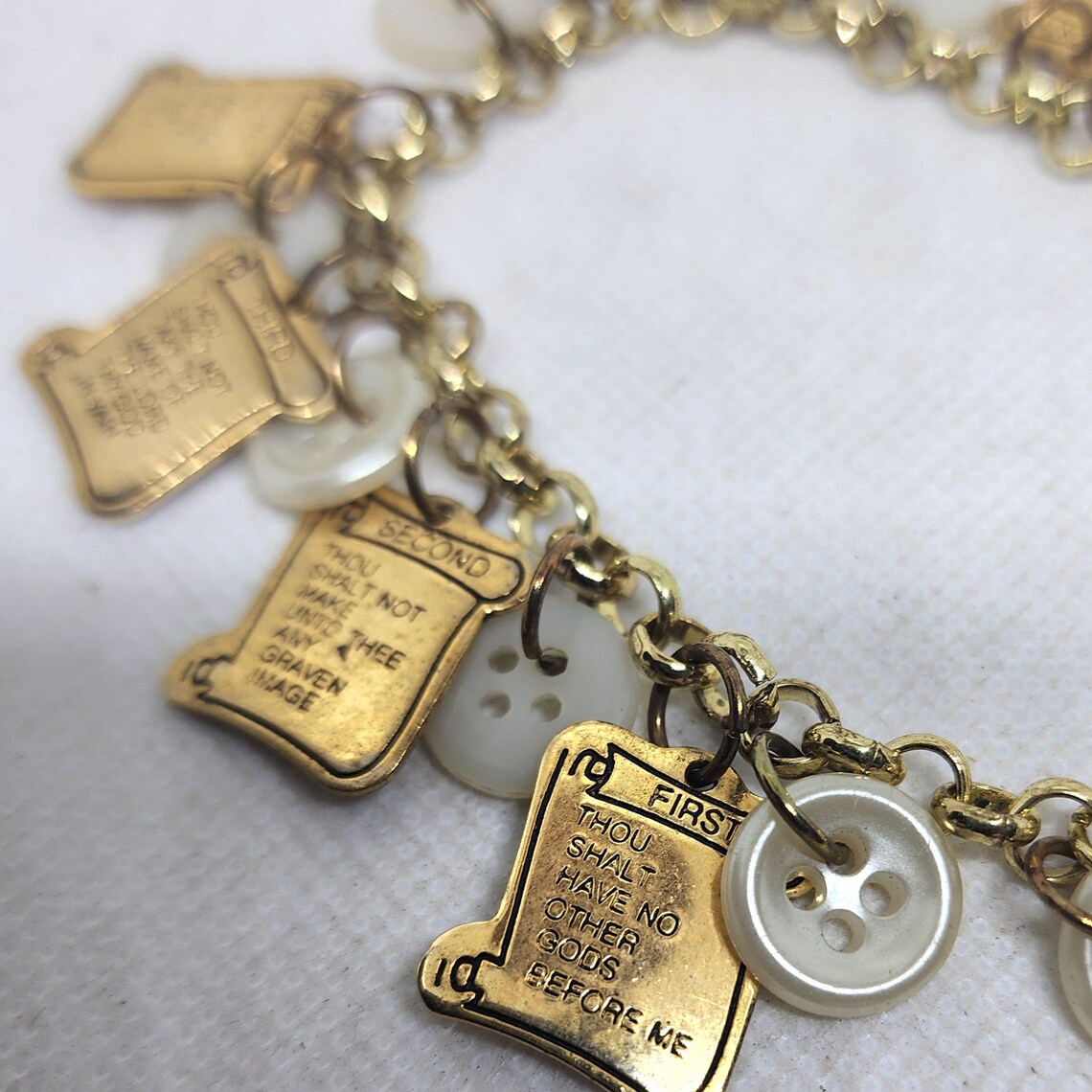 Ten Commandments Bracelet, Button Bracelet, Religious Jewelry ...