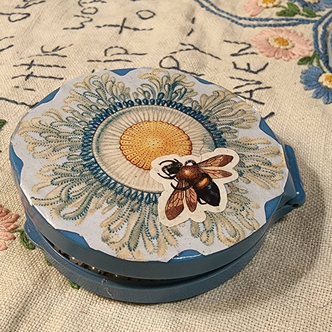 Compact Mirror, Pill Box, Upcycled Compact Mirror, Repurposed Compact ...