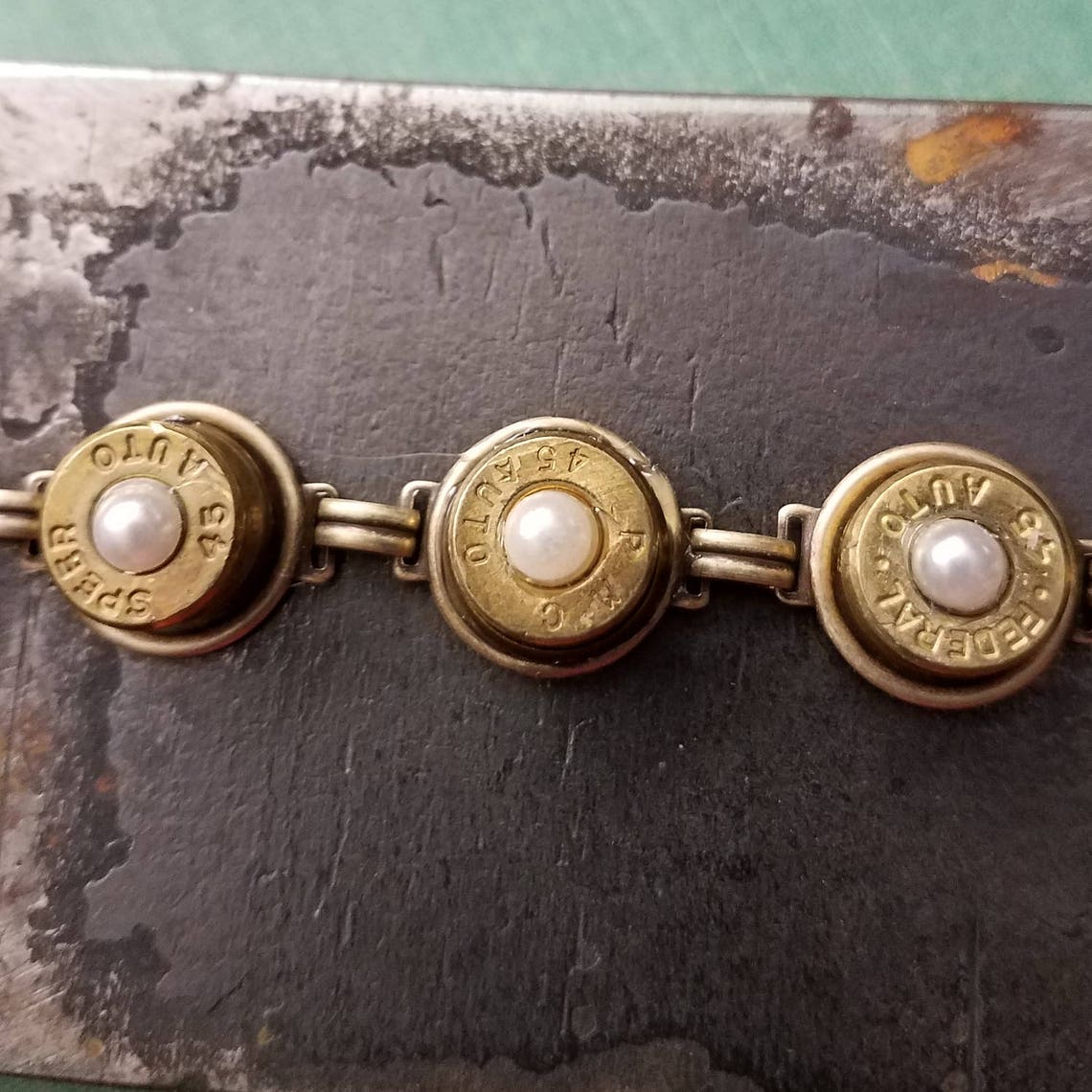 Bullet Bracelet, Brass Bullet Bracelet, Bullet Jewelry, Pearl Bullet ...