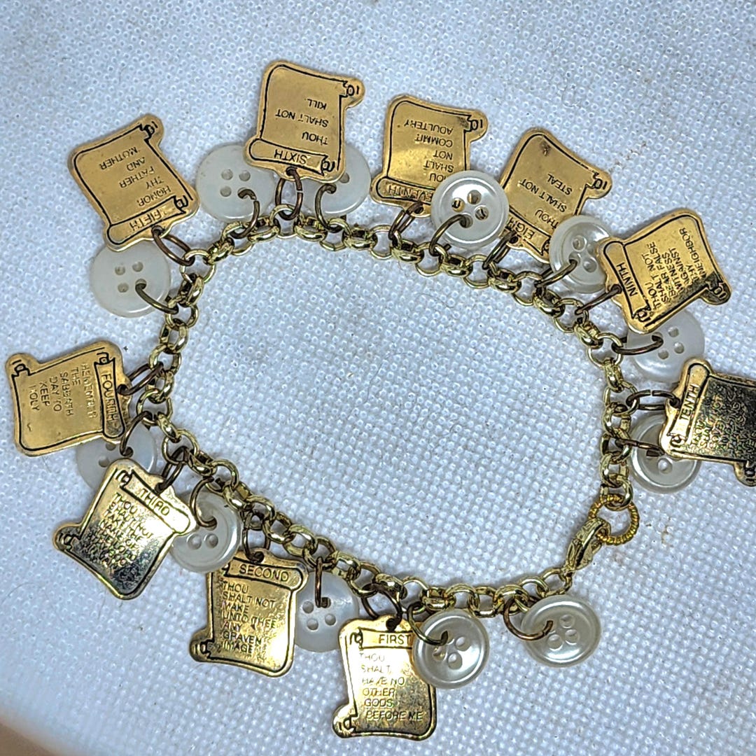 Ten Commandments Bracelet, Button Bracelet, Religious Jewelry ...