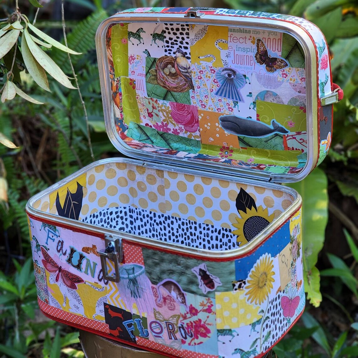 Vintage Train Case, Upcycled Vintage Suitcase, Retro Suitcase, OOAK ...